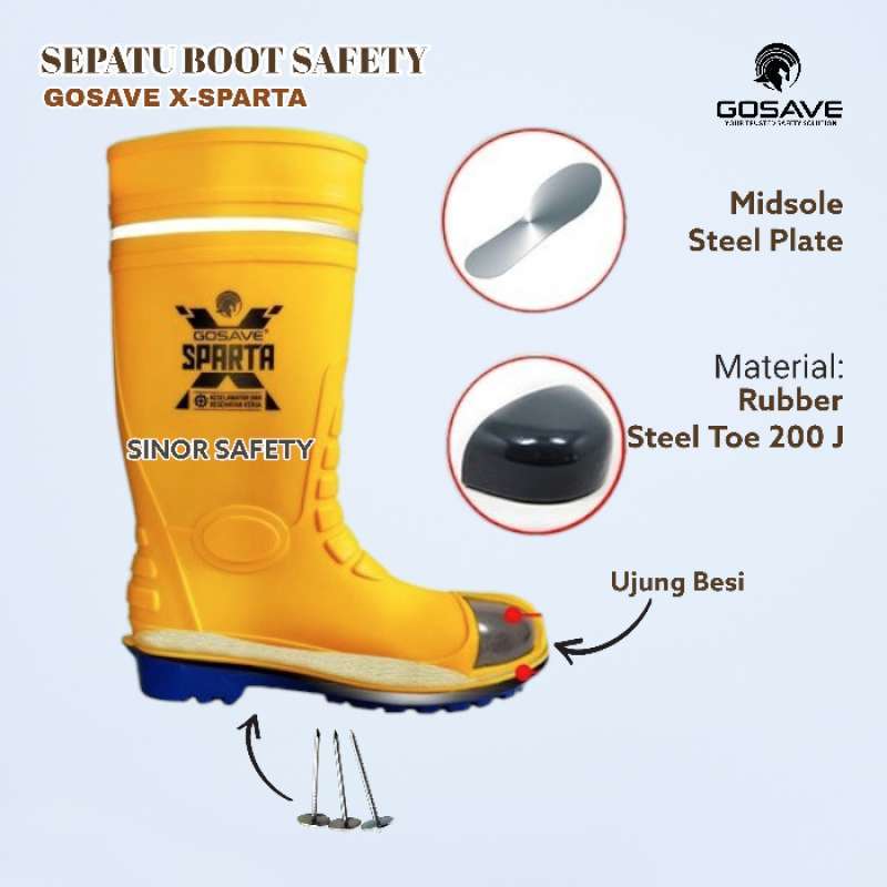 Promo Sepatu Boot Safety Sparta X Gosave Ujung Besi Dan Mid Sole Steel ...