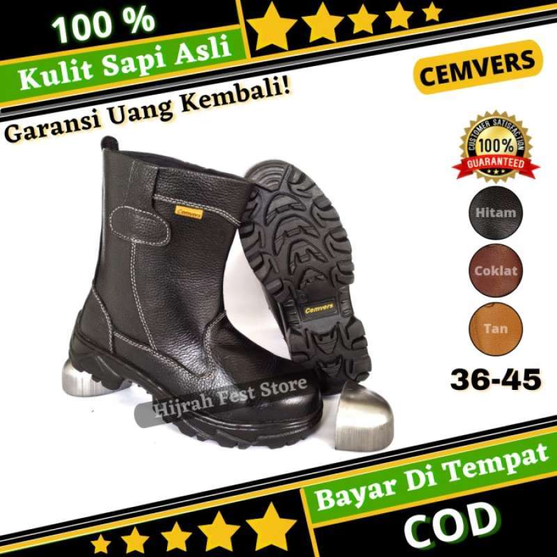 Promo Sepatu Safety Pria Cemvers Kulit Ujung Besi Baja Safety Shoes ...