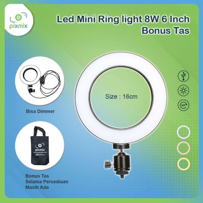 Jual Led Mini Ring Light 8w 6 Inch Bonus Tas Di Seller Noelle ...