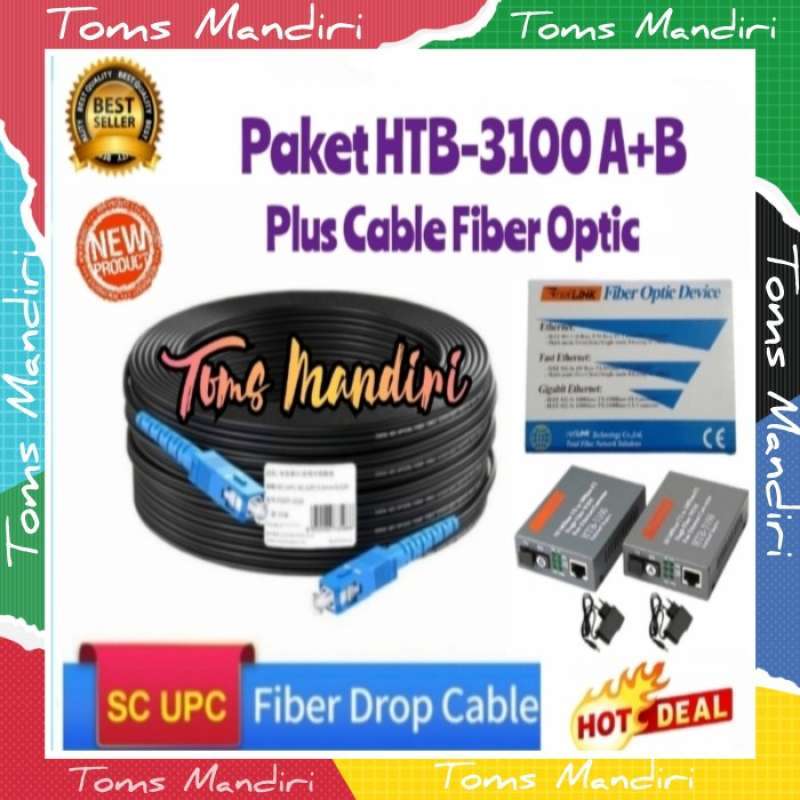 Promo Paket Cable Fiber Optic 100 Meter + Media Converter Htb 3100 A ...