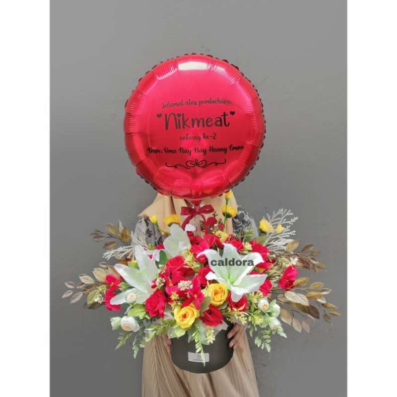 Promo Bloom Box Bunga Flower Buket Bucket Extra Large - Merah Gold ...