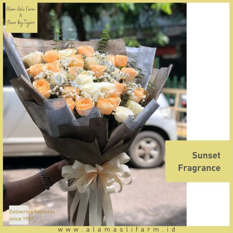 Promo Sunset Fragrance Bouquet, Buket Mawar Elegant Size Medium Diskon ...