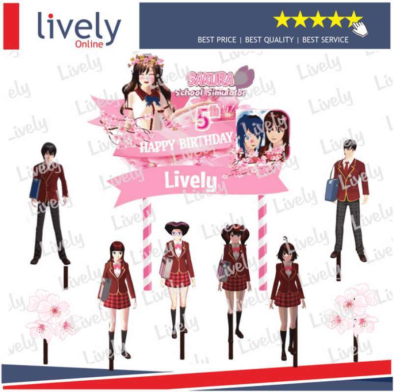 Promo Nama Cake Topper Karakter Sakura School Simulator Hiasan Kue ...