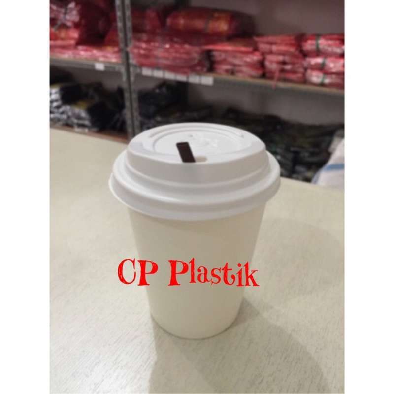 Promo Paper Cup Polos | Gelas Kertas Uk. 9 Oz + Lid + Stirrer (isi 50 ...
