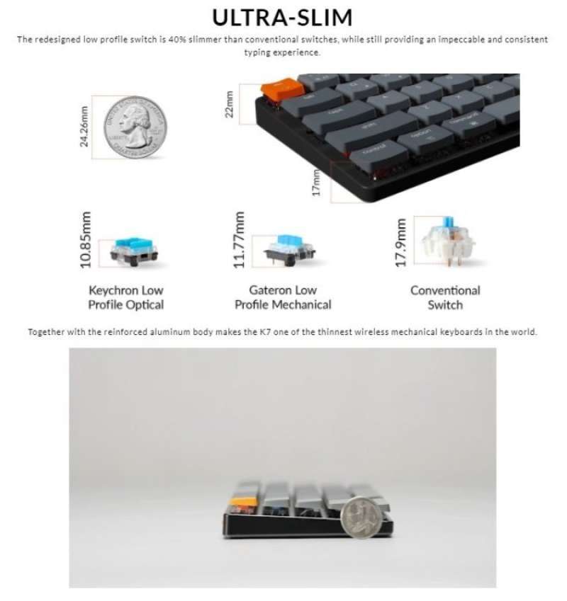 Promo 100% Produk Ori Keychron K7 Hot-swappable White Backlight Optical ...