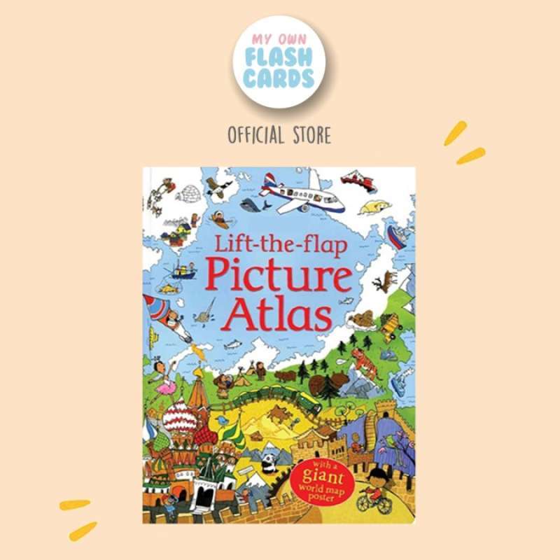 Jual Usborne Picture Atlas Lift The Flap World Map Peta Dunia Children ...