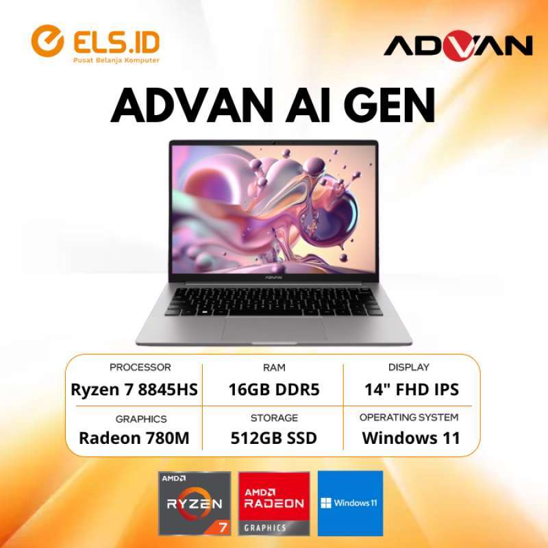 Jual Advan Ai Gen Amd Ryzen 7 8845hs 16gb Ssd 512gb Radeon 780m 14 Fhd W11 - 512gb Ssd Di Seller ...