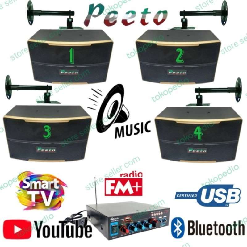 Promo Paket Speaker Gantung Peeto 4 Titik, Sound Cafe Restoran 6 Inch ...
