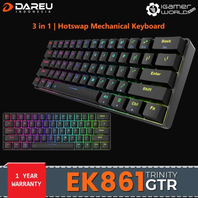 Promo 100% Produk Ori Dareu Ek861 Trinity Gtr Hotswap Wireless ...