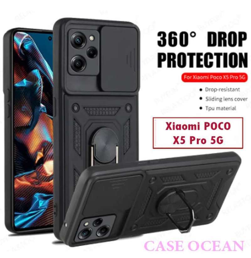 Promo Xiaomi Poco X5 Pro 5g Hardcase Casing Hybrid Armor Camshield Ring ...