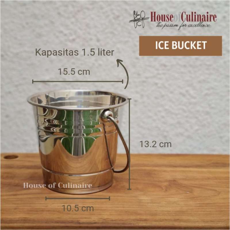 Jual Ice Bucket 1,5 Liter Tempat Wadah Es Batu Ember Stainless Steel Di ...
