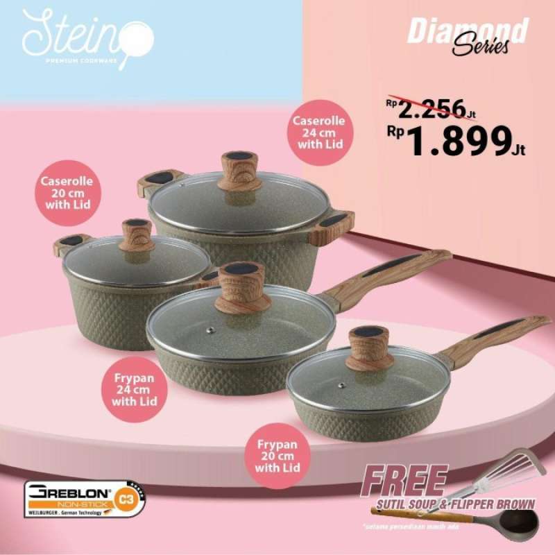 Promo Steincookware Stein Panci Viral Diamond Series Granit Greblon ...
