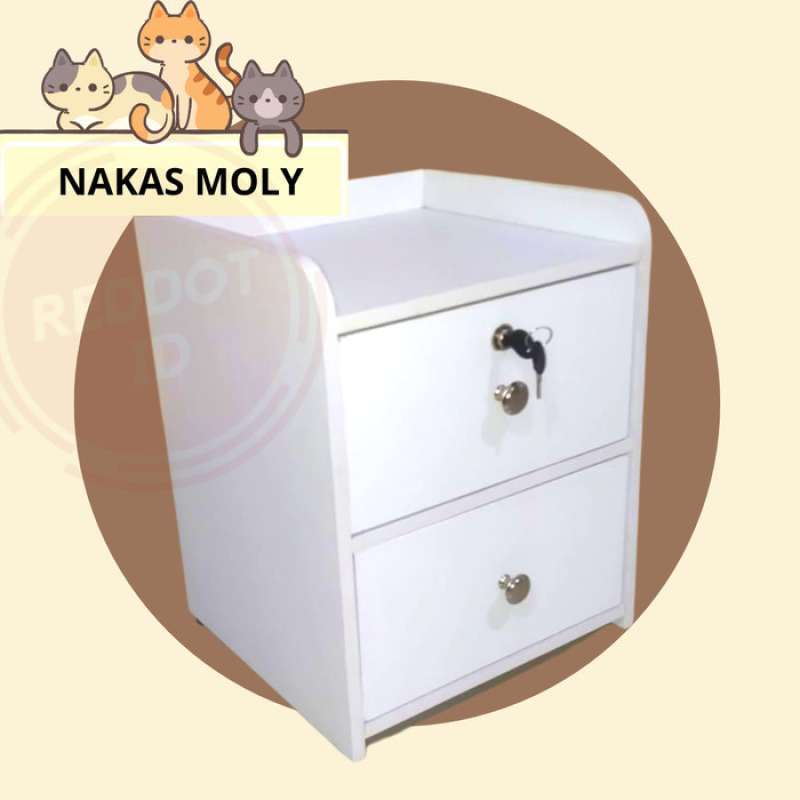 Jual Meja Nakas Minimalis Putih Aesthetic Moly Kunci Laci Ukuran Besar ...