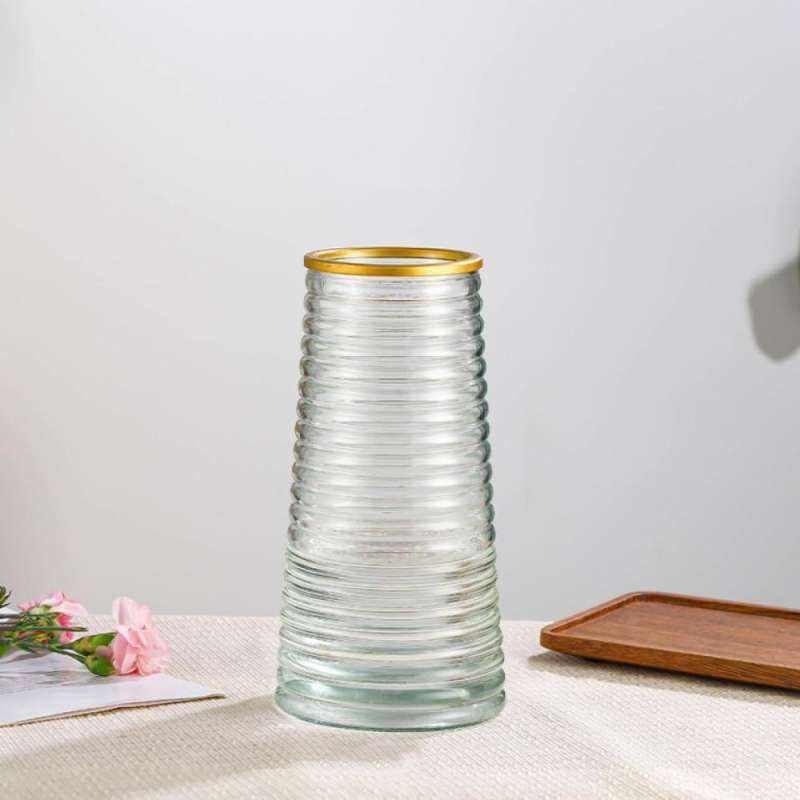 Jual Qintong Vas Bunga Kaca Silinder Corrugated Nordic Simple Glass ...