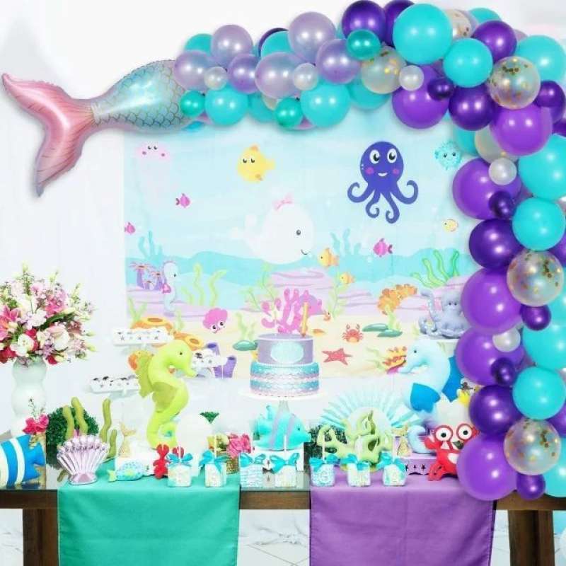 Jual [paket] Set Dekorasi Ulang Tahun Balon Tema Mermaid / Ikan Duyung ...