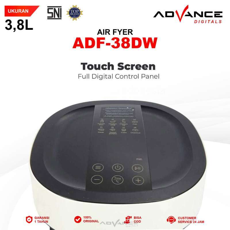 Promo Advance Adf-38dw Electric Air Fryer Kapasitas 3.8 Liter Baki Transparan Kaca Tebal Hemat ...