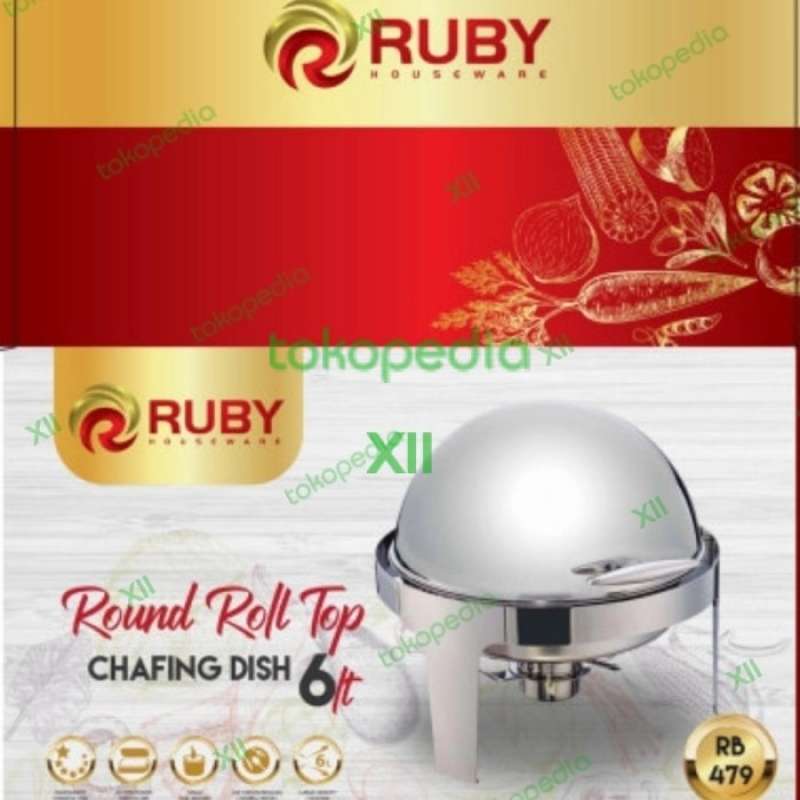 Promo Ruby Rb~479 Round Chafing Dish ~ Roll Top 6 Liter Tutup Stainless ...