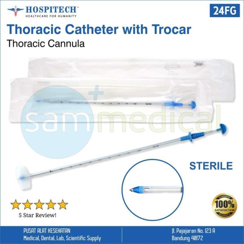 Jual Hospitech Thoracic Cannula Ch 24 / Thoracic Catheter Trocar Fg 24 ...
