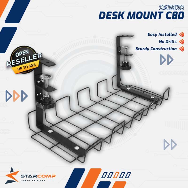 Promo Desk Mount Cable Management Tray Oximus C80 - Abu-abu Diskon 23% Di Seller Mari Cell ...