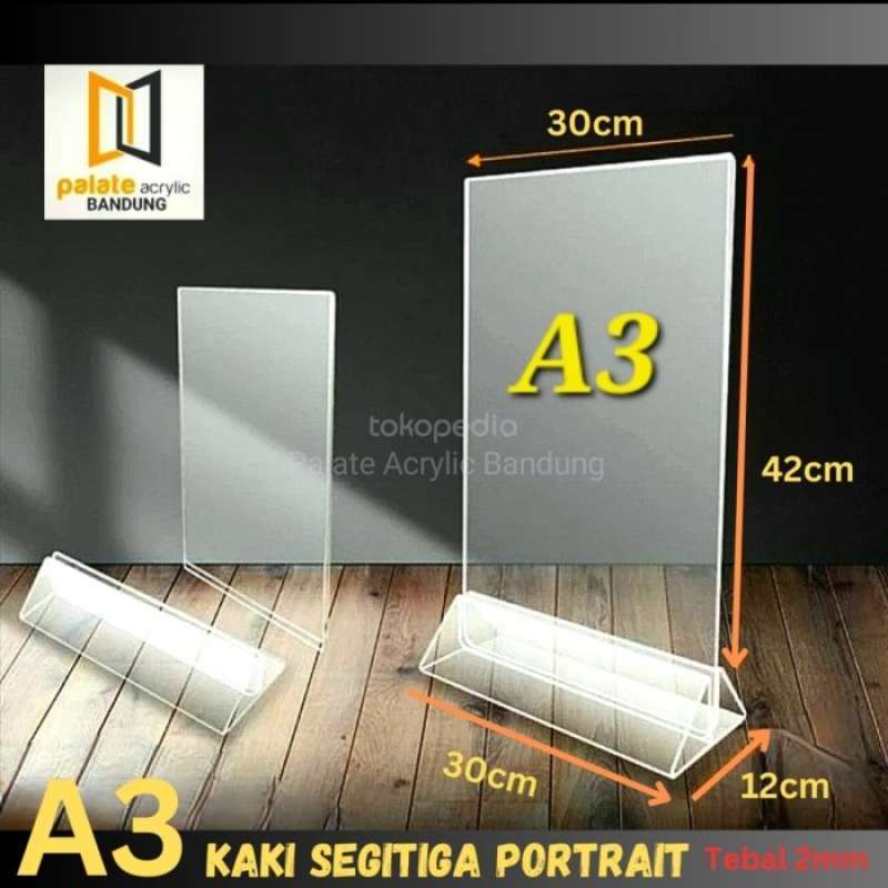 Jual Akrilik Standing Kaki Segitiga A3/ Acrylic Tent Card A3 Tebal 2mm ...