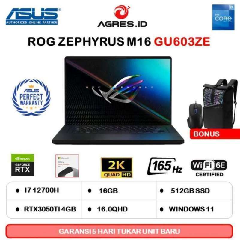 Jual Asus Rog Zephyrus M16 I7 12700h 16gb 512ssd Rtx3050ti 4gb 165hz ...