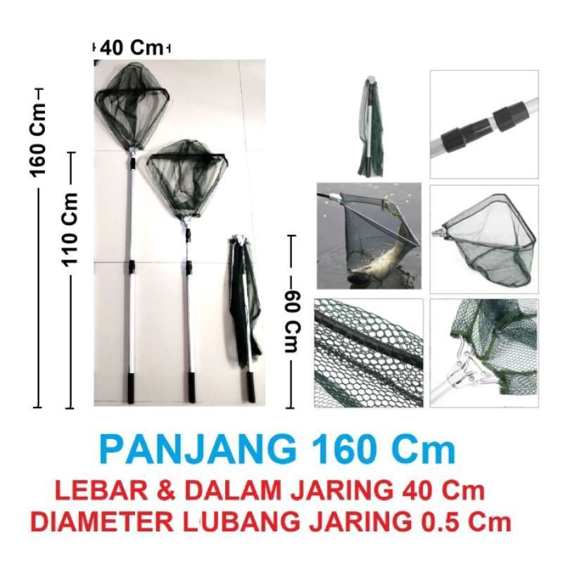 Jual Tanggok Serokan Jala Ikan Jaring Ikan Lipat Telescopic Aluminium ...