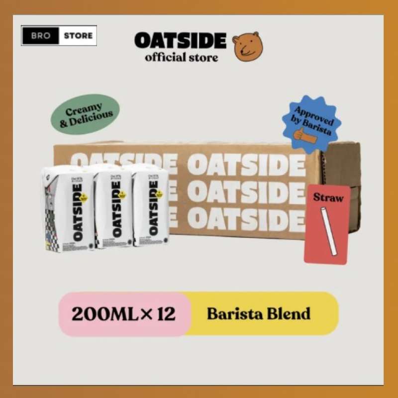 Promo Oatside Mini Straw 1 Karton (isi 12) - Oat Milk Barista Blend 200 ...