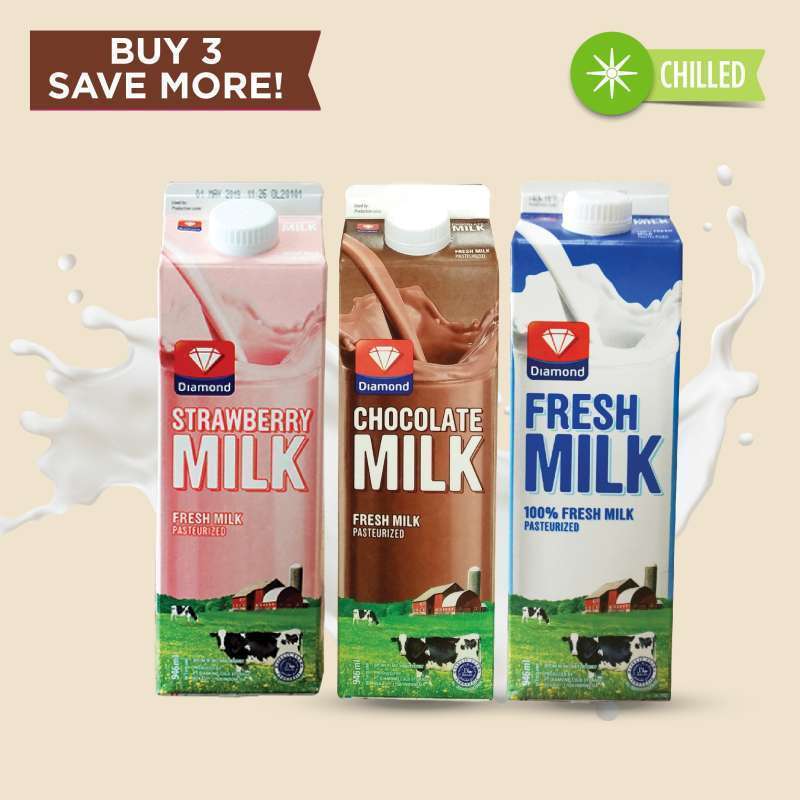 Promo Diamond Fresh Milk 946 Ml (plain, Chocolate, Strawberry) Diskon ...