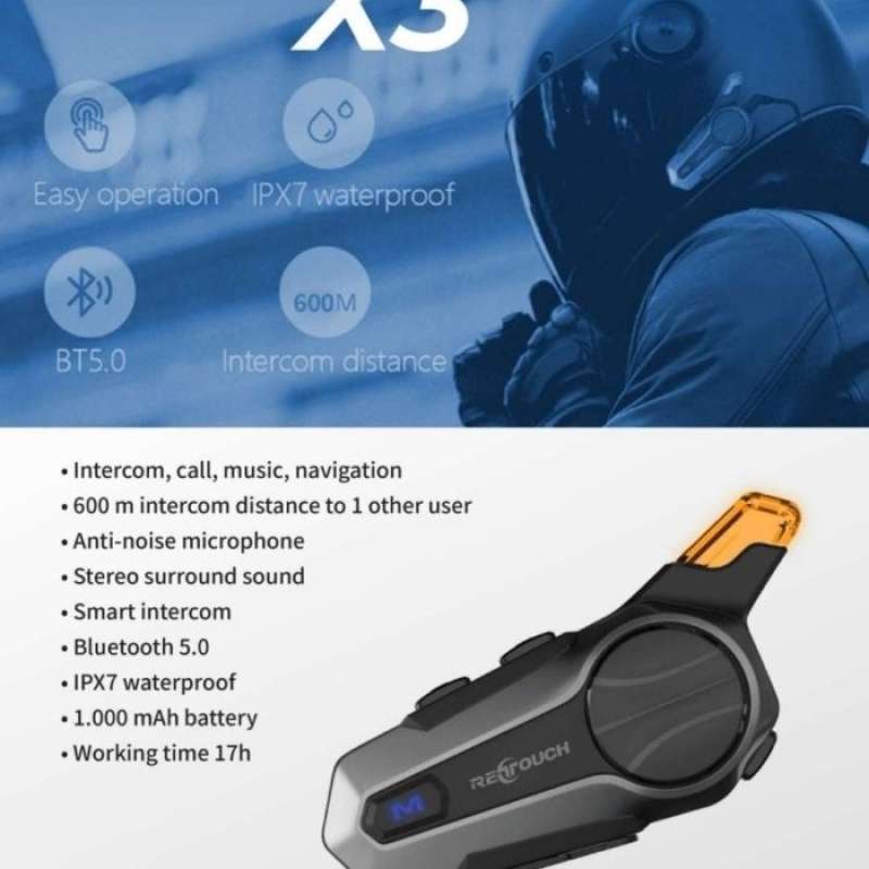 Promo New Intercom Helmet X3 Retouch Interphone Bluetooth Terlaris ...
