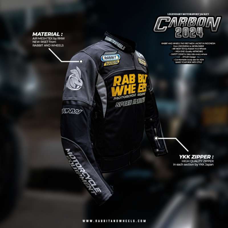Jual Jaket Legendary Motorsport Rabbit And Wheels Carbon 2024 - M Di ...