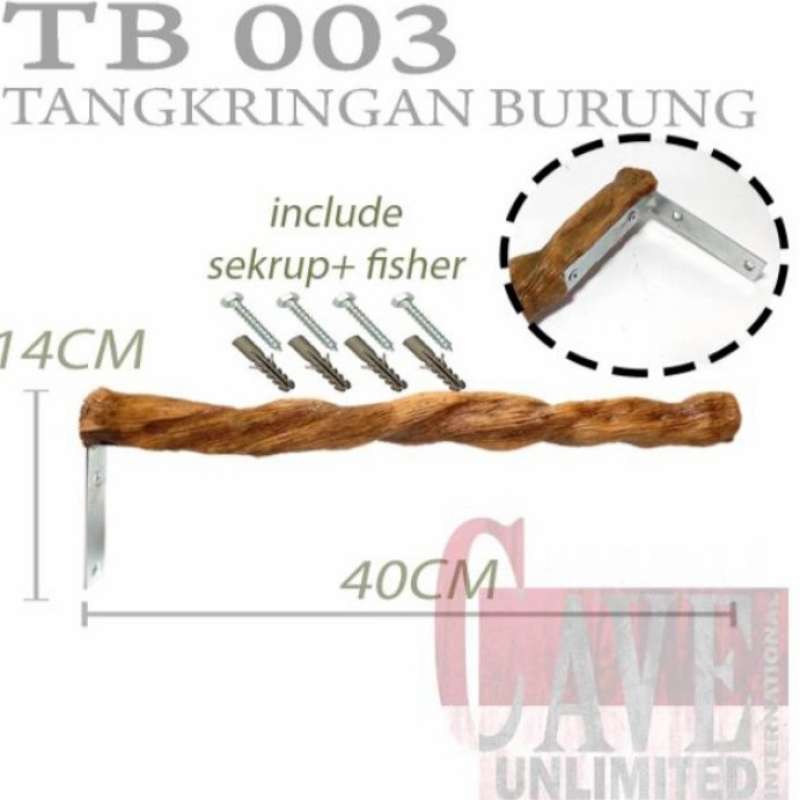 Promo Tb003 Tenggeran Burung Parrot Nuri Parkit Lb Tempel Dinding Kayu Resin - Rantai 4mm Diskon ...