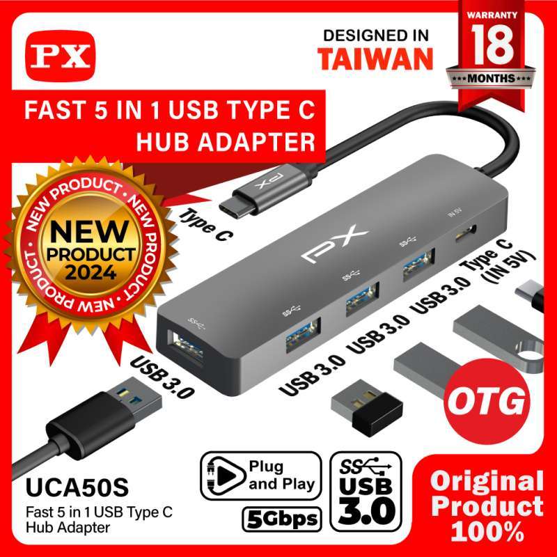 Promo Px Uca50s 5 In 1 Usb Type C Hub Adapter Diskon 63% Di Seller Px Official Store - Sukapura ...