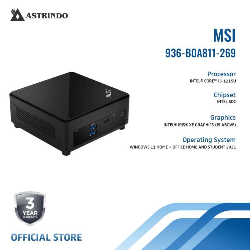 Jual Msi Mini Pc Cubi 5 12m Intel Core I3-1215u - Barebone Only ...