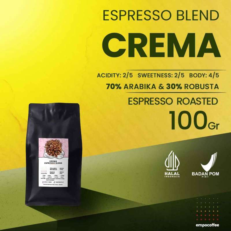 Jual Empocoffee Biji Kopi Bubuk Espresso Blend Crema Coffee 100 Gram Arabika Arabica Robusta ...