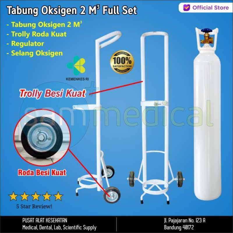 Promo Tabung Oksigen 2 M3 + Trolly + Regulator Lengkap Diskon 23% Di Seller Leomord Store ...