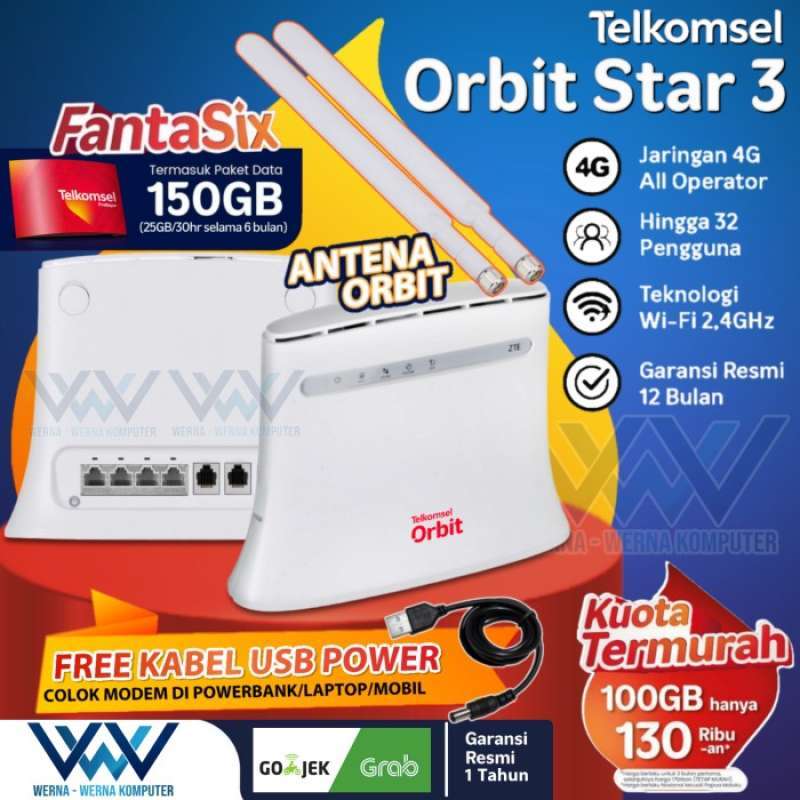 Promo Telkomsel Orbit Star 3 Modem Wifi 4g Free 150gb Data + Kabel ...
