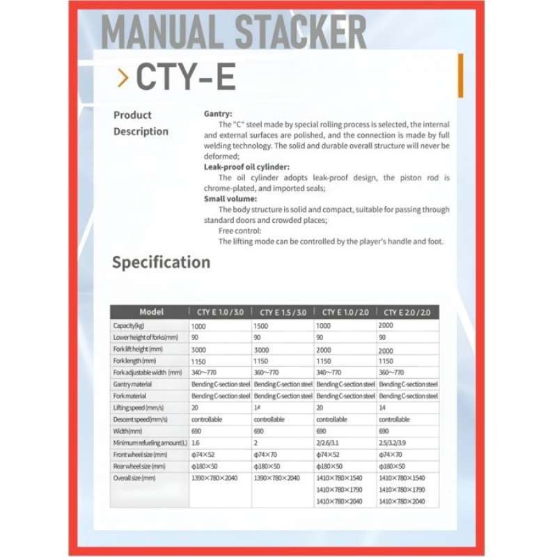 Promo Hand Stacker 1 Ton 2 Meter Diskon 2% Di Seller Pt Hand Lift Indonesia - Belendung, Kota ...