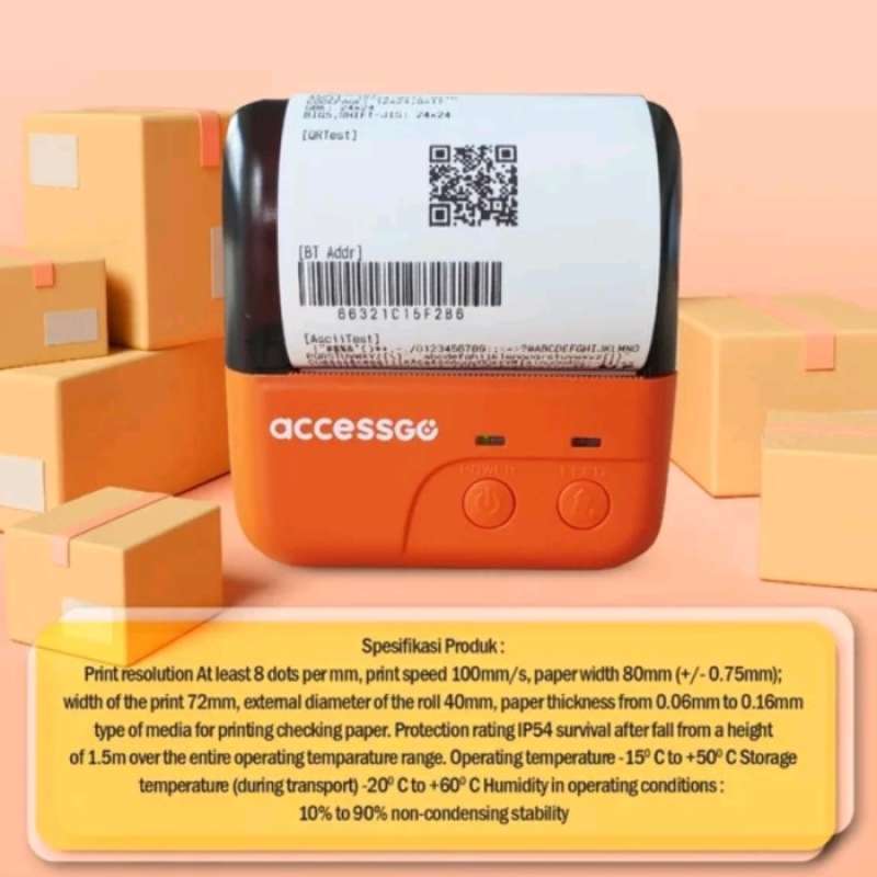 Promo Printer Bluetooth Mini Thermal 58mm Accessgo Struk Barcode Diskon ...