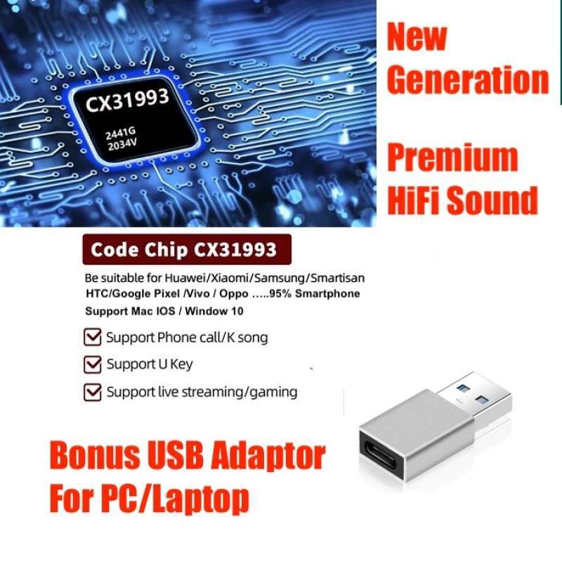 Promo Conexant Cx31993 Pro Hifi Dac Type C To Jack 3.5mm Aux Audio ...
