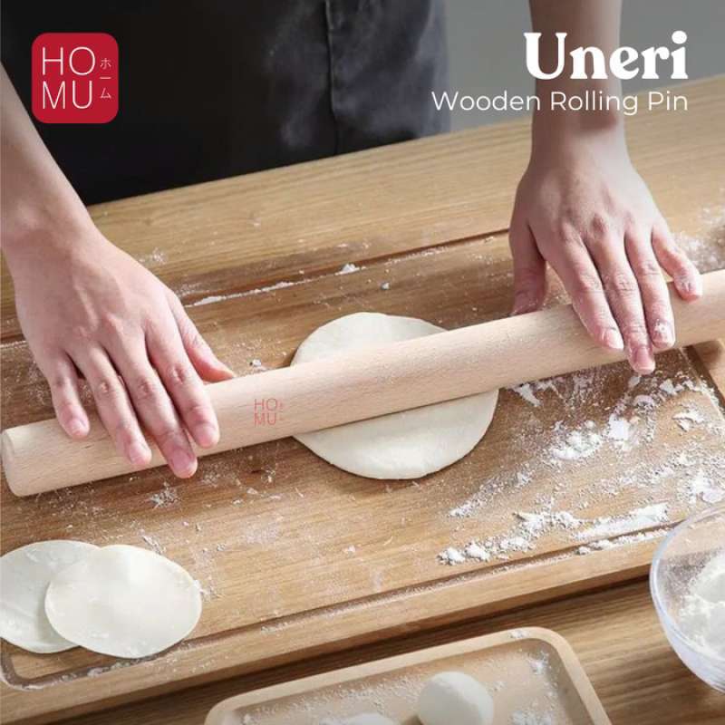 Jual Homu Rolling Roll Pin Kayu Panjang Polos Untuk Dumpling Pastel ...