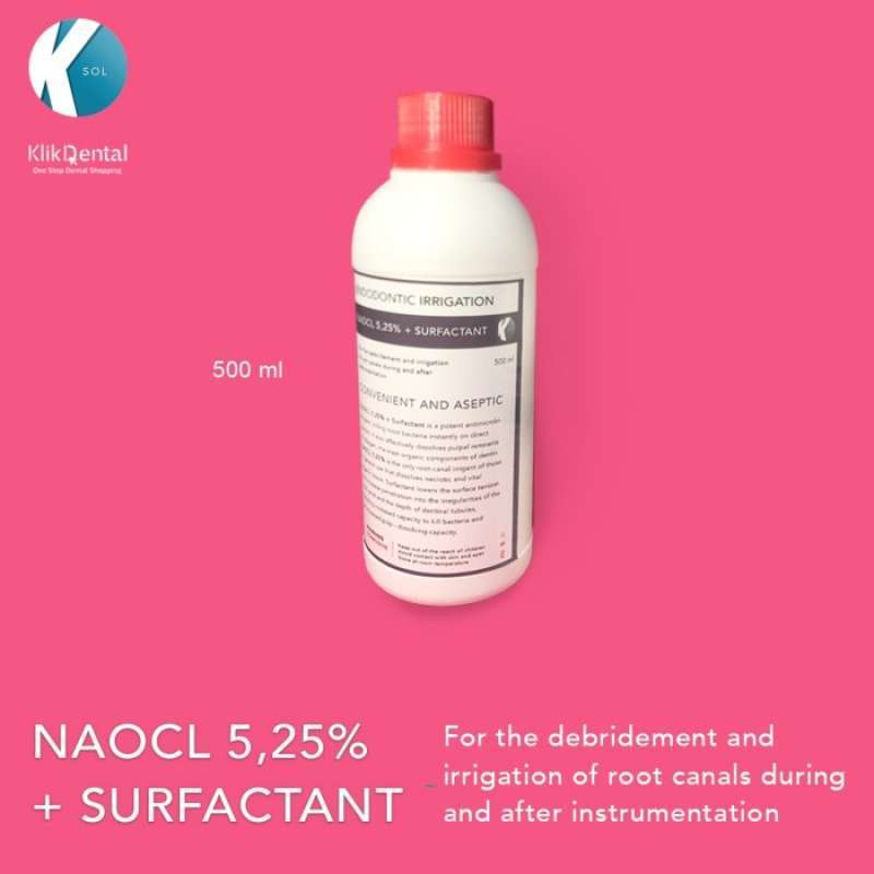 Jual Klik Dental Endodontic Irrigation Naocl 5,25% + Surfactant 500ml Di Seller Aghanim ...