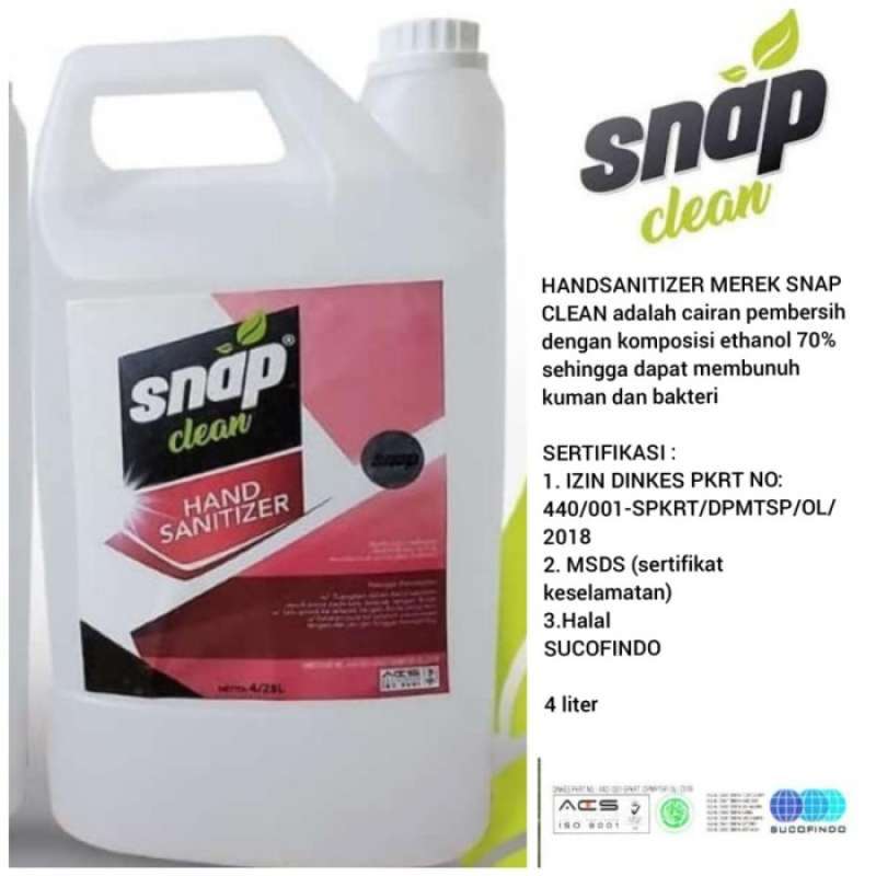 Jual Hand Sanitizer 4 Liter Murah Snap Clean Di Seller Suzuka - Cengkareng Timur, Kota Jakarta ...