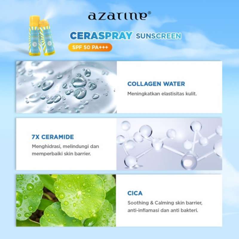 Jual Azarine Hydracool Ceraspray Sunscreen Spray Spf 50 Cooling ...
