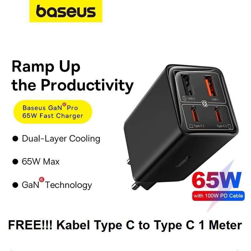 Jual Baseus Adaptor Charger Gan6 Pro 65w Eu 2 Type C 2 Usb Output ... Jual Baseus Adaptor Charger Gan6 Pro 65w Eu 2 Type C 2 Usb Output ...