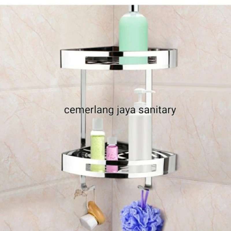Promo Rak Sabun Sudut 2 Tingkat Stainless Sus 304/tempat Sabun Kamar ...