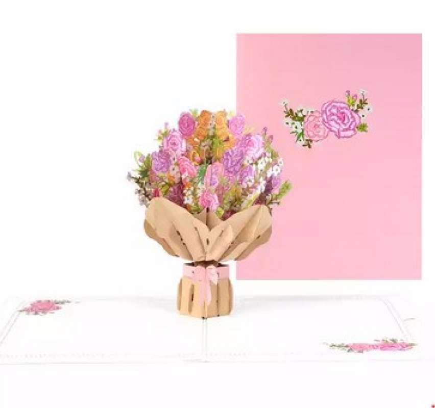 Jual Kartu Pop Up Kartu 3d Kartu Ucapan Buket Bunga Hadiah Unik ...