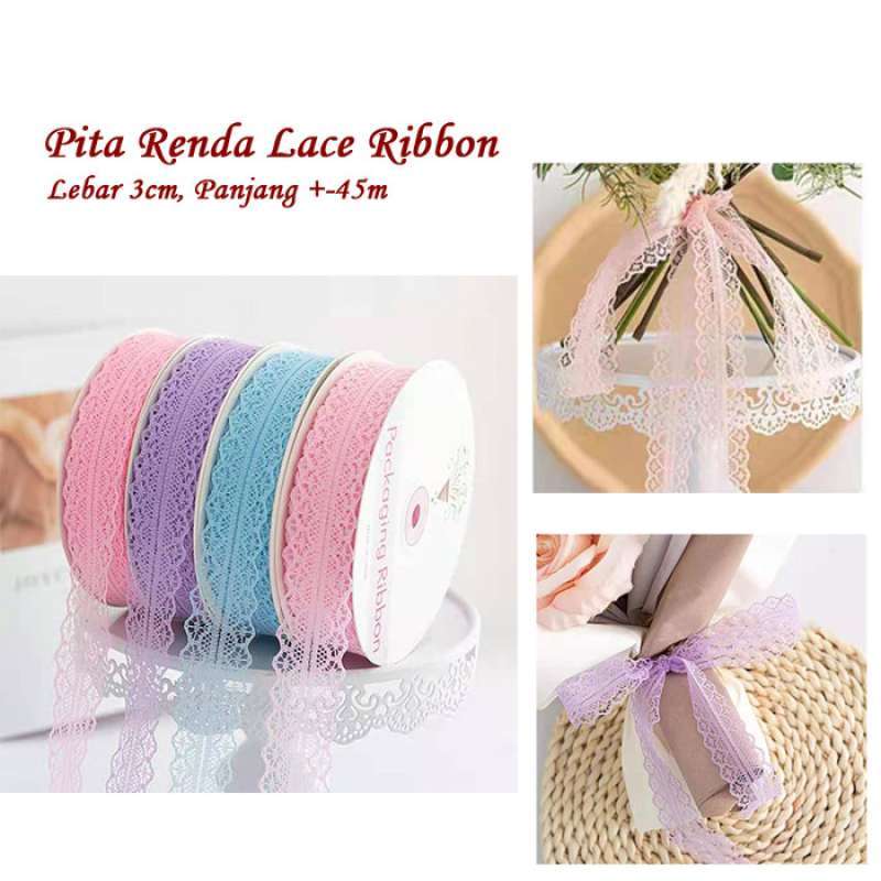 Jual 1roll Korean Pita Renda Lace 3cm - Pita Buket Bunga - Pita Kado ...