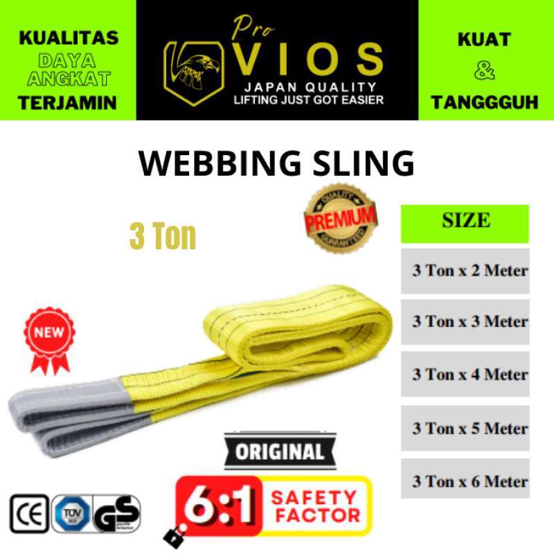 Jual Webbing Sling Belt Tali Angkat 3 Ton X 5 Meter Tali Sabuk Provios ...