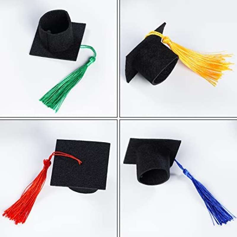 Jual 12pieces Mini Graduation Cap For Crafts Black Felt Graduation Hat ...