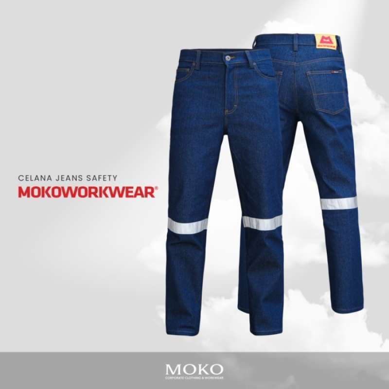 Jual Mokoworkwear - Pants Denim Jeans Safety Navy - Scotchlite ...